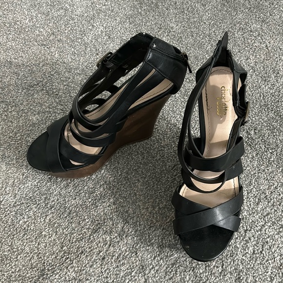Charlotte Russe | Shoes | Black Wedged Going Out Sandals | Poshmark